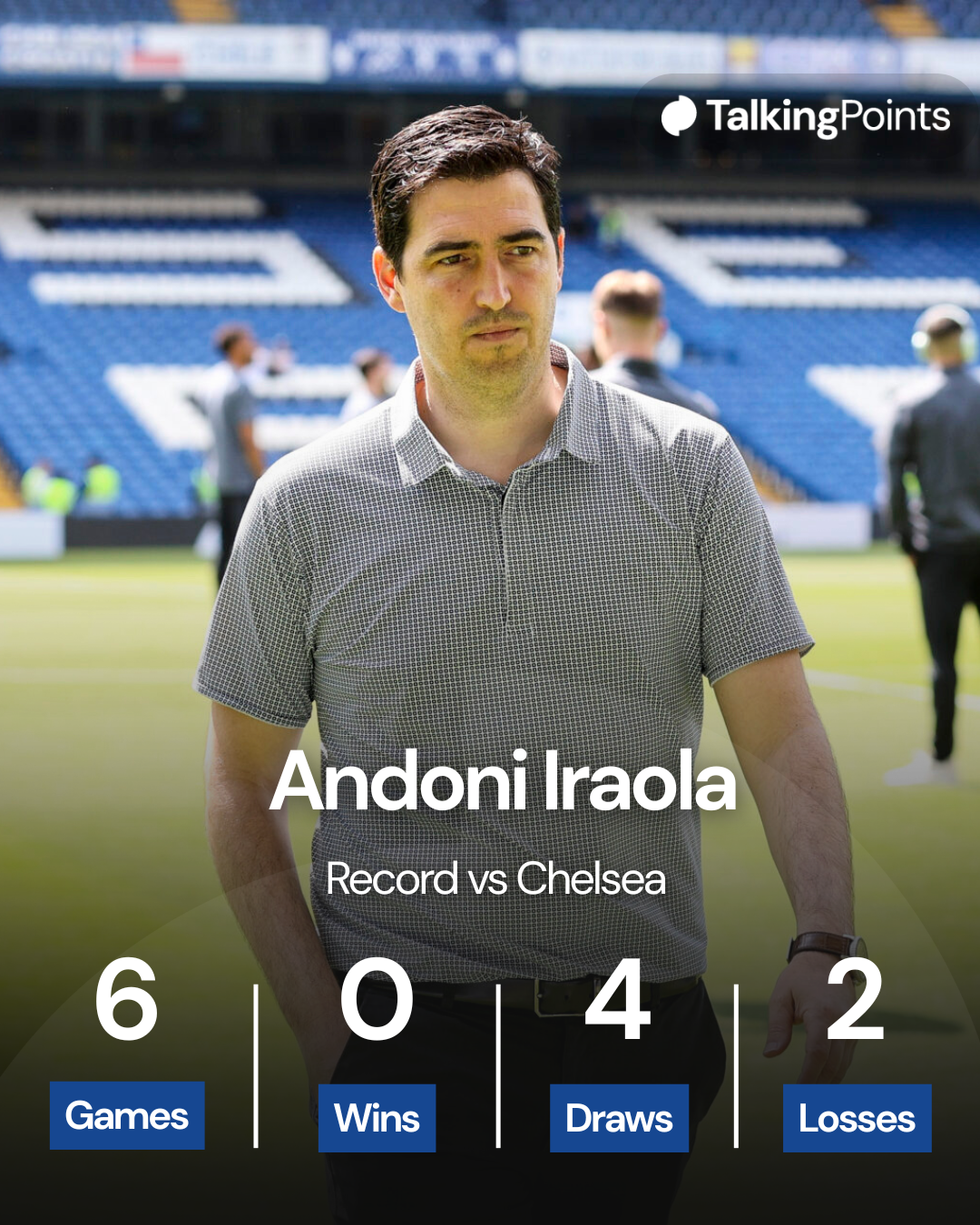 Andoni Iraola's record against Chelsea after six Premier League encounters